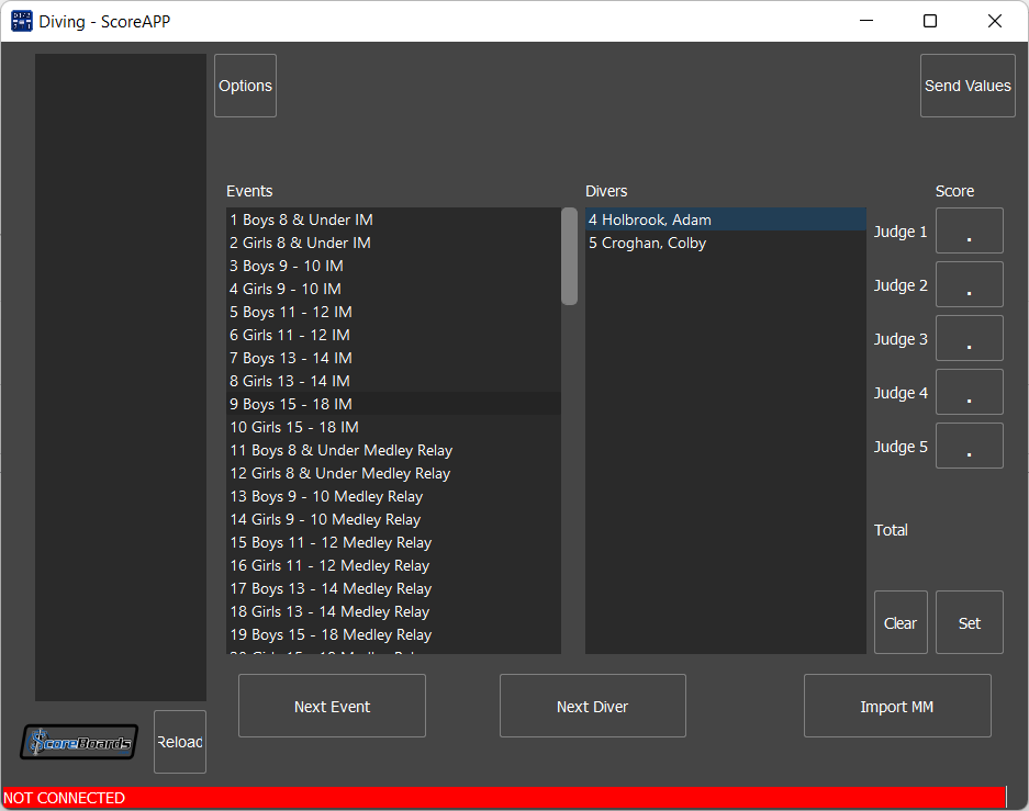 Diving Scoreboard Software - Olympian LED